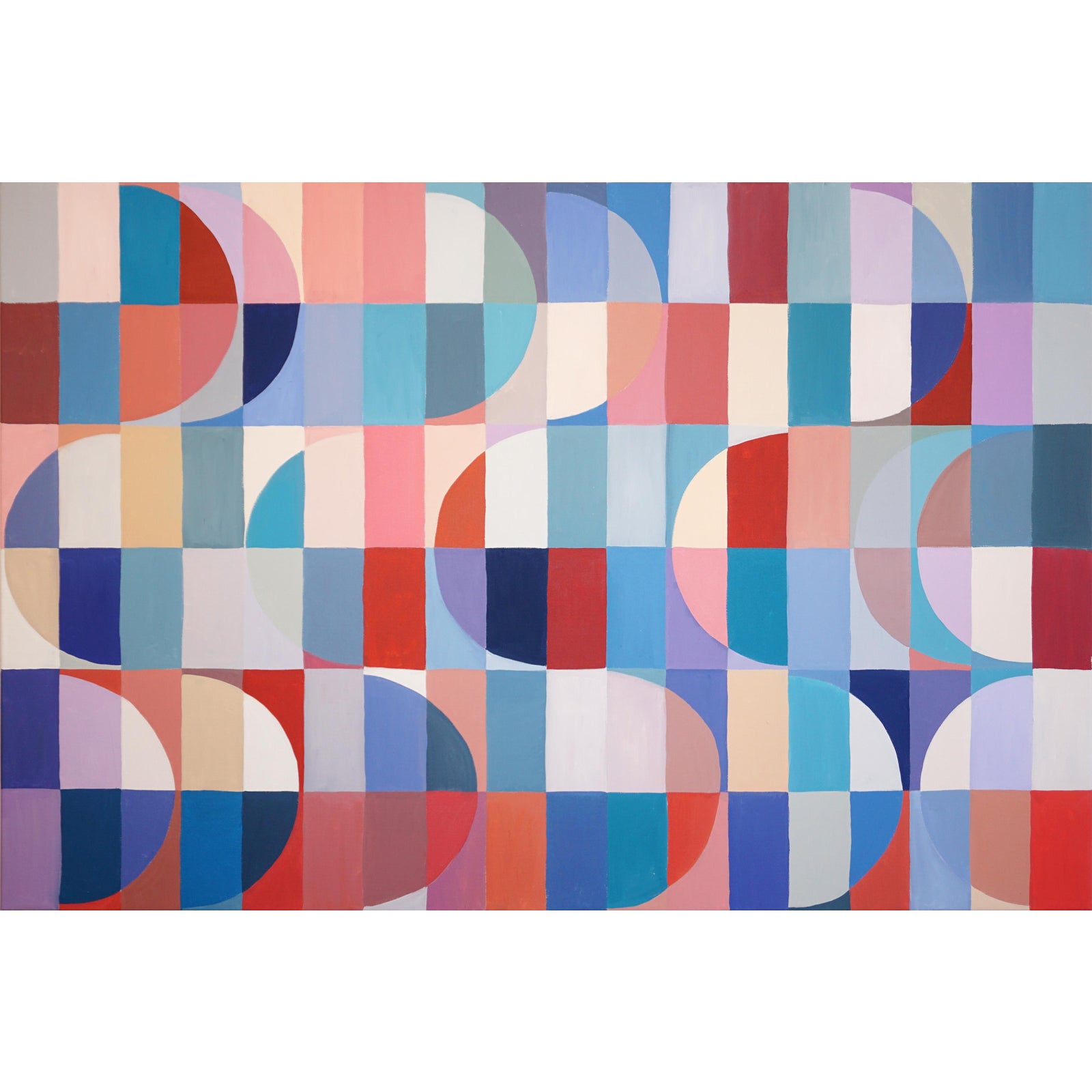 2026, Bauhaus Painting on Canvas in Blue and Red, Against the Current ...