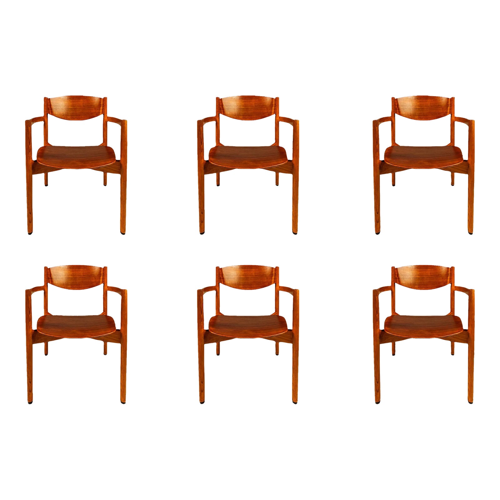 Set of 6 Mid-Century Modern Stacking General Purpose Chairs in Oak ...