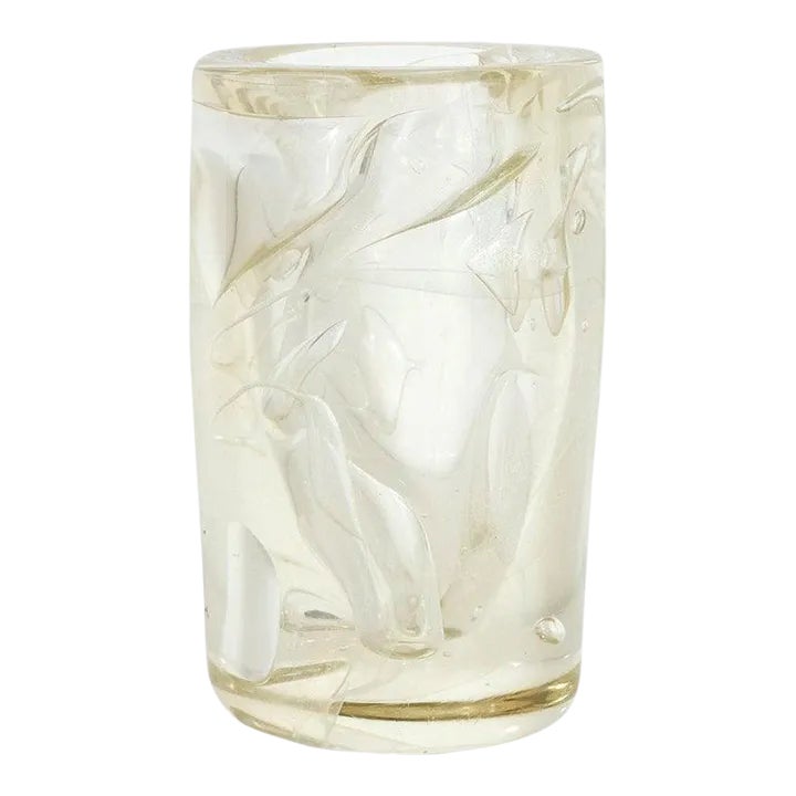 Mid-Century Modern Gold-Flecked Art Glass Vase | Chairish