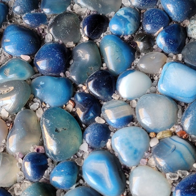 Mid 20th Century Large Vintage Blue Agate Stone Covered Decorative Box ...