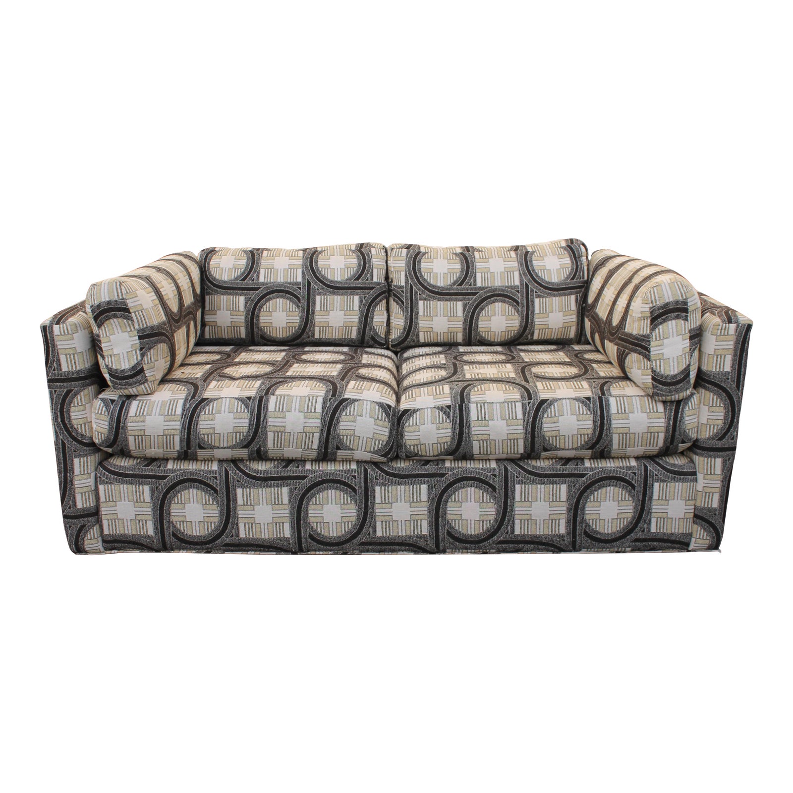 C1970's Original Ultra Modern Sofa With Designer Retro Fabric | Chairish
