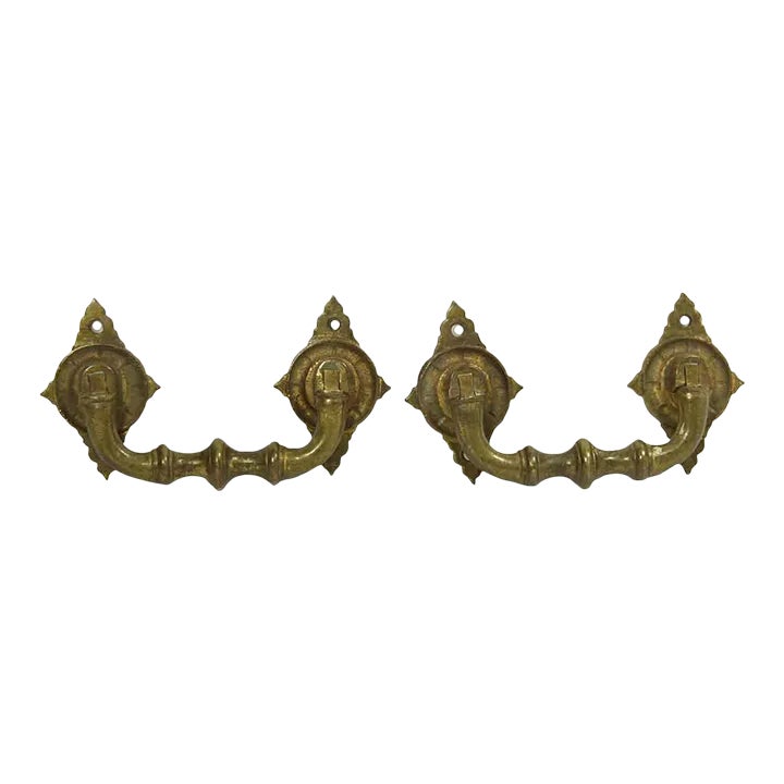 Pair European of Victorian Bronze Bail Drawer Pulls | Chairish