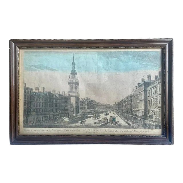 19th-Century French “Vue D’ Optique” Hand-Painted Engraving | Chairish