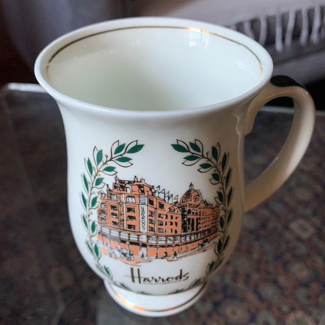 Vintage Harrods Gold Trim with Garland Coffee Mug | Chairish