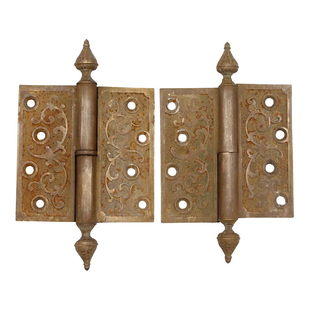 Pair of Early 20th Century Bronze Lift Off Victorian Butt Door Hinges ...