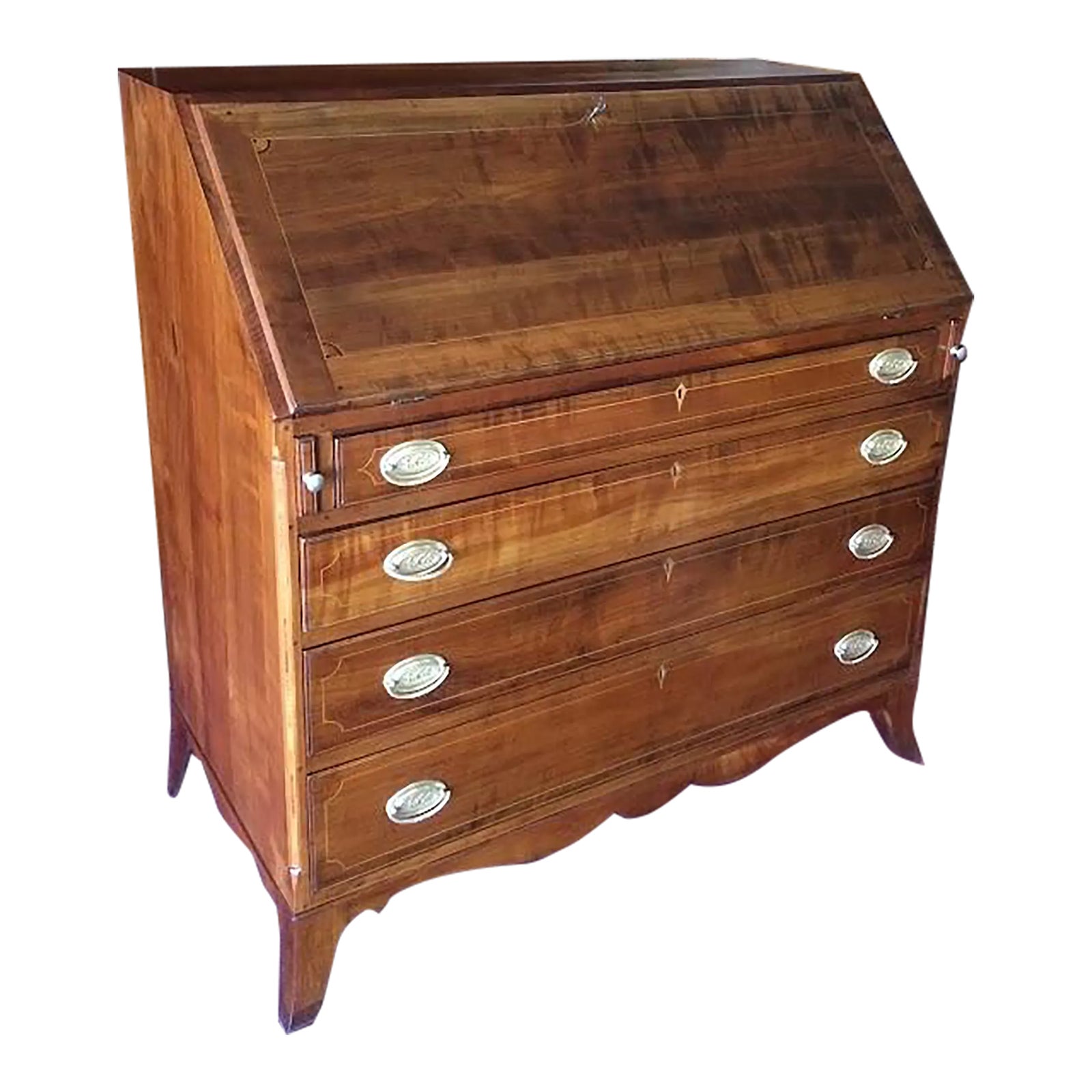Vintage Inlaid Secretary Desk, Federal Style Desk, Inlaid Desk | Chairish
