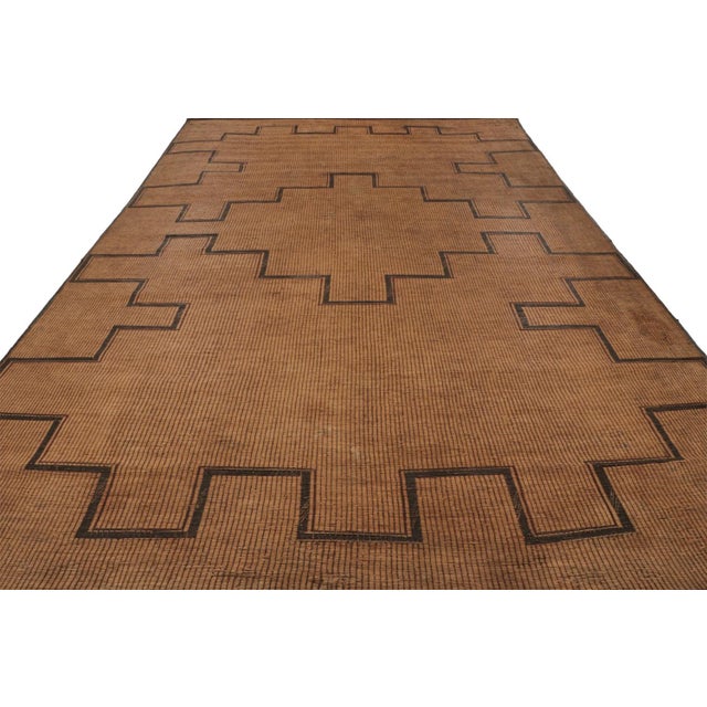 Vintage Tuareg Mat Moroccan Rug With Brown Geometric Pattern, From Rug ...