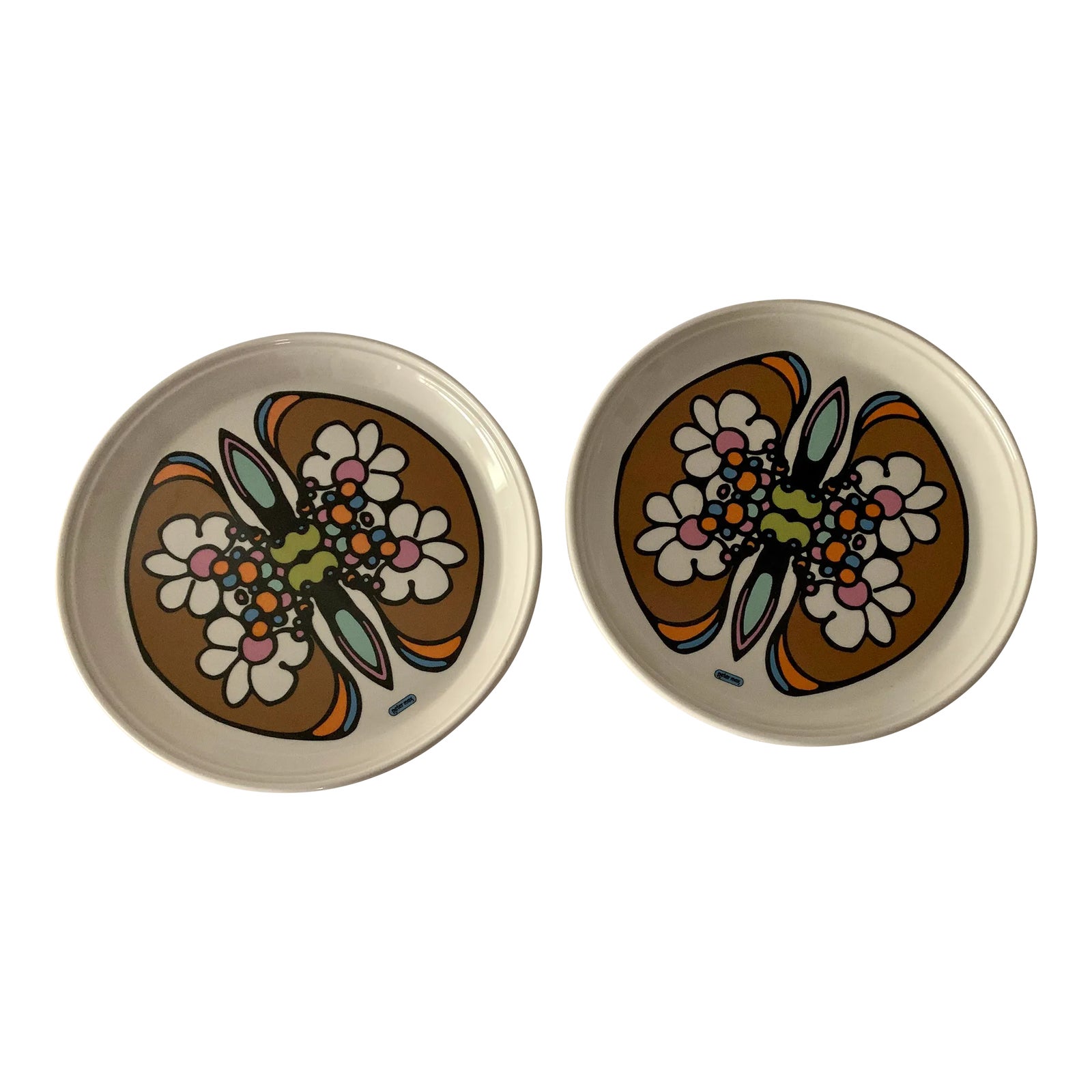 Pop Art Peter Max Psychedelic Butterfly Plate Platter Dish - Set 2 ...