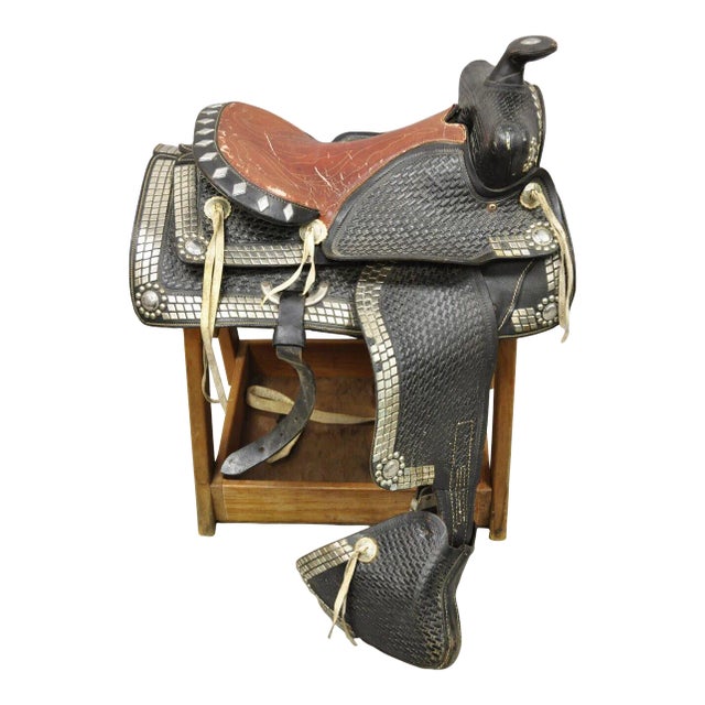 Vintage Simco Black Brown Leather Studded Western Horse Show Saddle ...