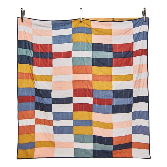 Anchal Multi-Check Queen Patchwork Quilt Bedding | Chairish