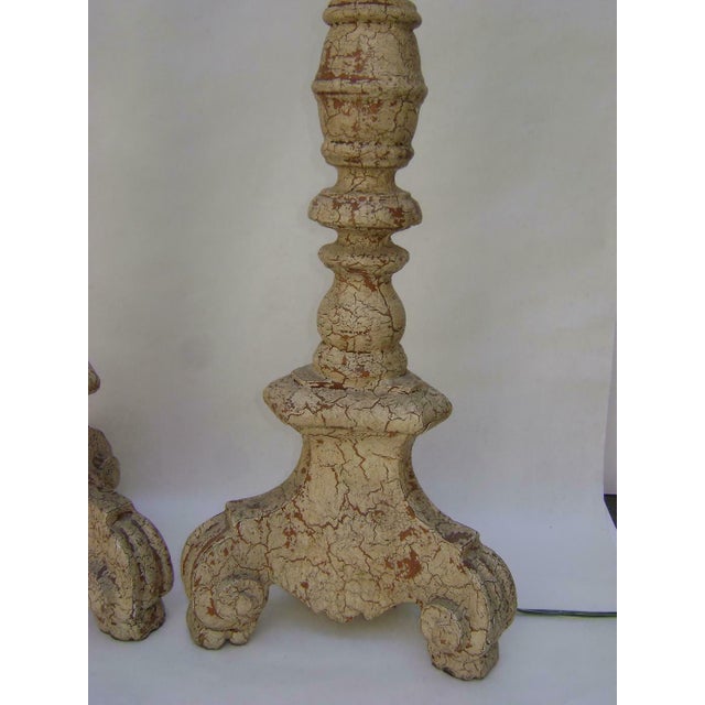2010s Italian Spanish Dana Creath Pricket Candlestick Lamps - A Pair ...
