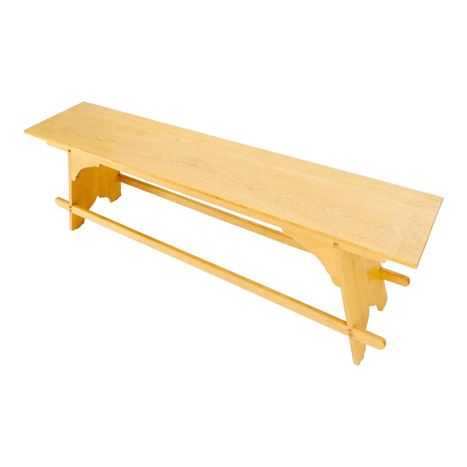 Arts & Crafts Studio Made Long Oak Bench | Chairish