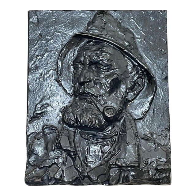 1900s English Fisherman Sea Captain Pipe Smoker Wall Plaque | Chairish
