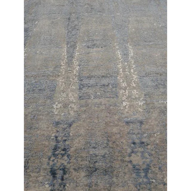Hand-Knotted Bamboo Silk & Wool Modern Rug - 10′ × 14′ | Chairish