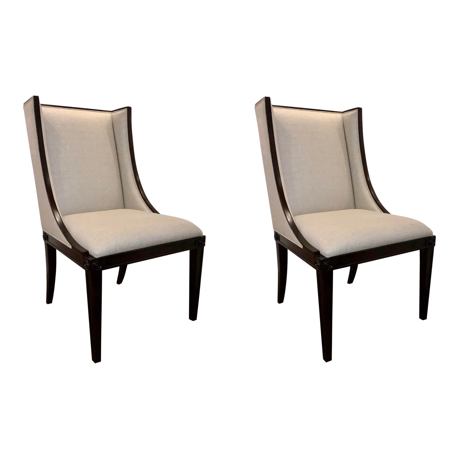 Theodore Alexander Modern Wingback His and Hers Boston Chair Pair ...
