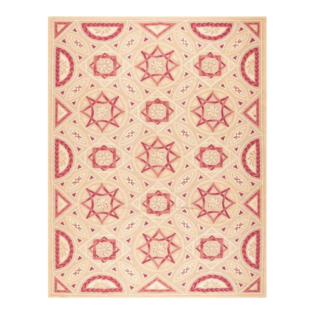 Contemporary Needlepoint Peach Rug 9'0" X 12'0'' | Chairish