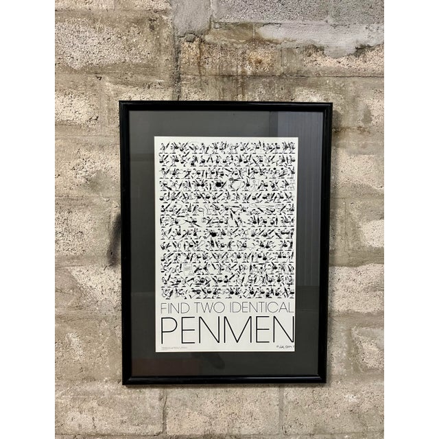 1990s Gary Blehm "Find the Two Identical Penmen" Framed Original Poster | Chairish