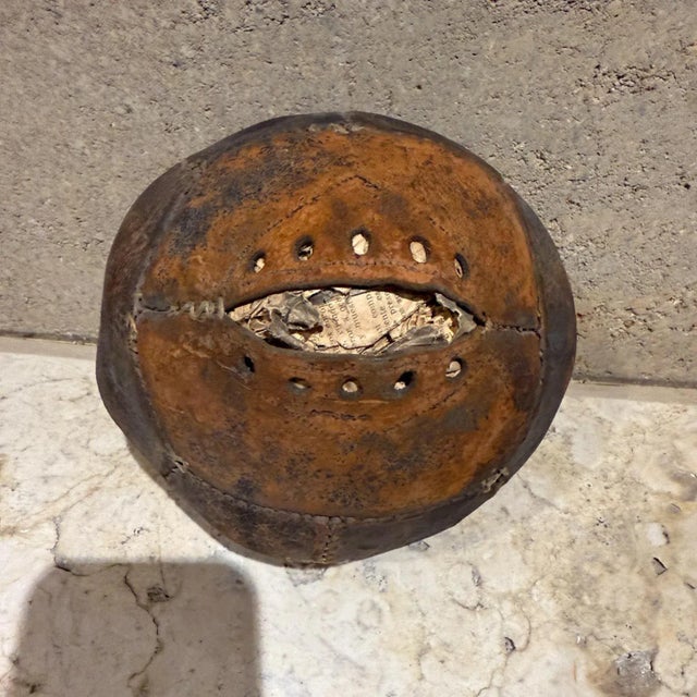 1920s Distressed Leather Soccer Medicine Ball | Chairish