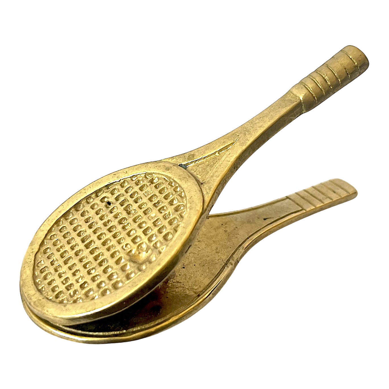 1970s Brass Tennis Racquet Paper Note Clip | Chairish