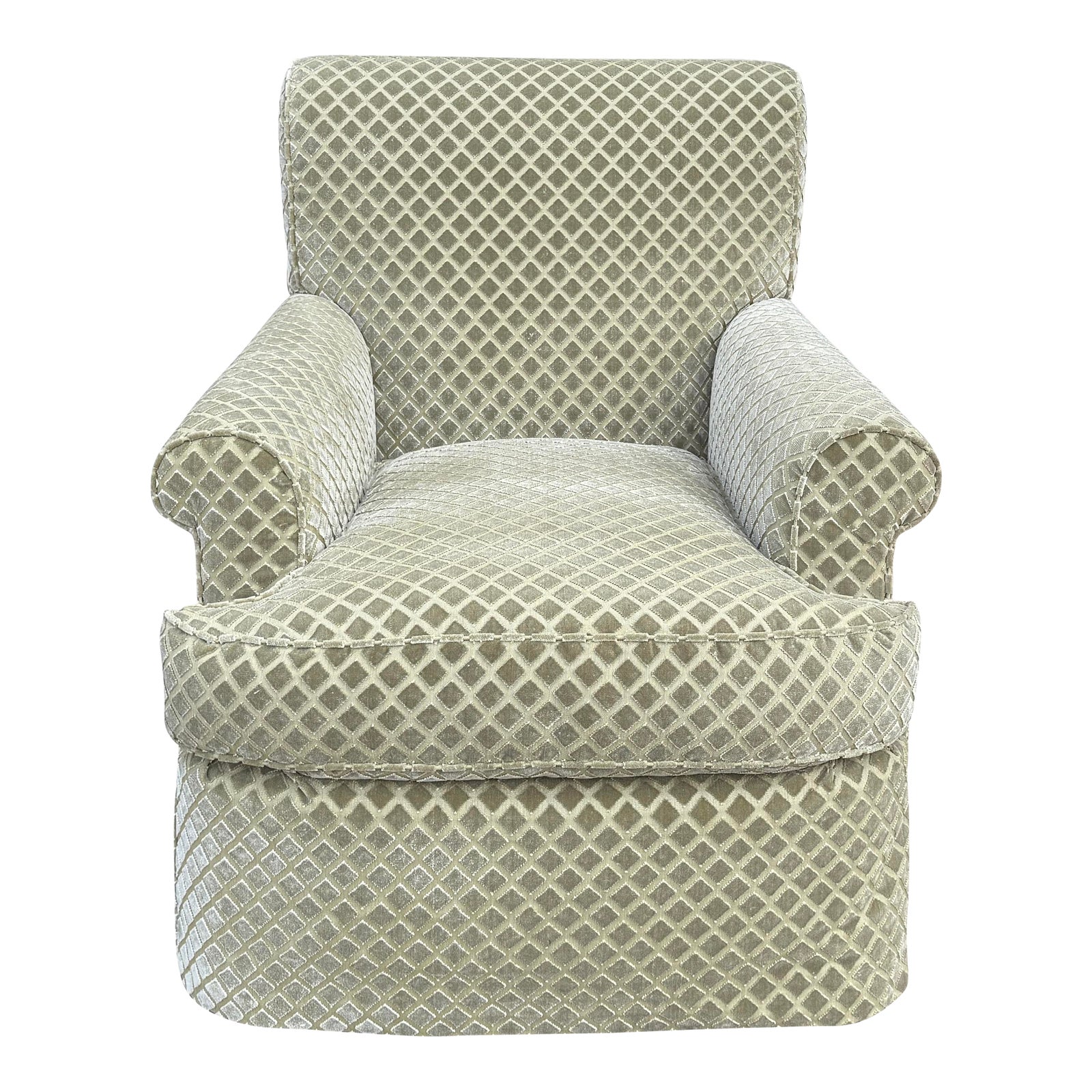 Nancy Corzine Fully Upholstered Cut Velvet Club Chair 1 of 2 | Chairish