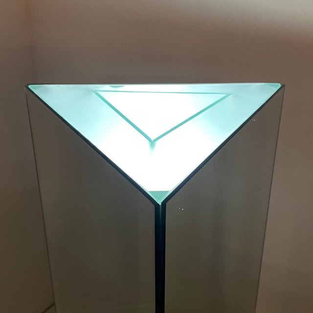 1980s Lighted Triangular Mirrored Pedestals | Chairish