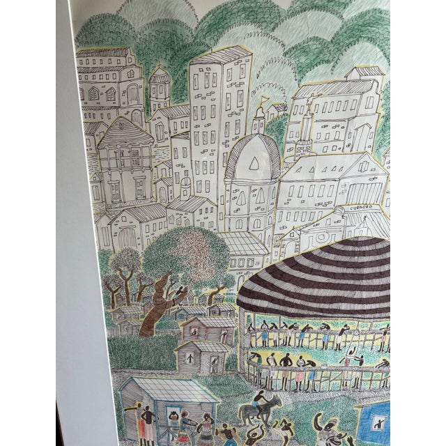 Village Scene in Mixed Media | Chairish