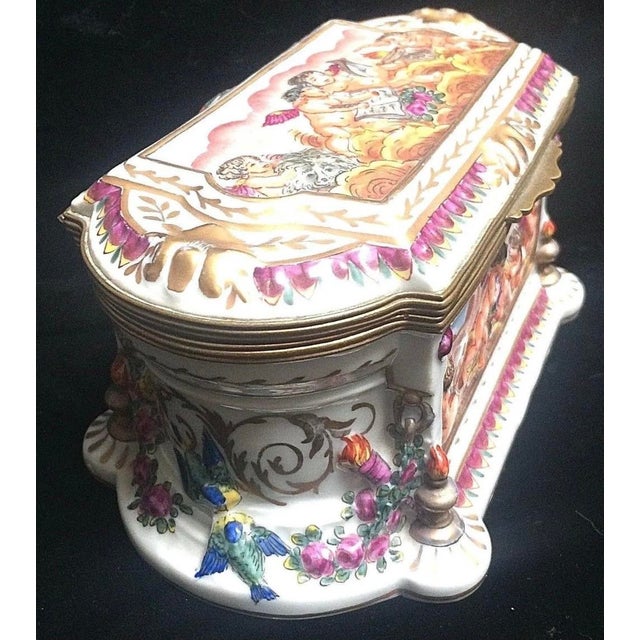 1920s Antique Capo Di Monte Valentines Large Cherubs Jewelry Box | Chairish