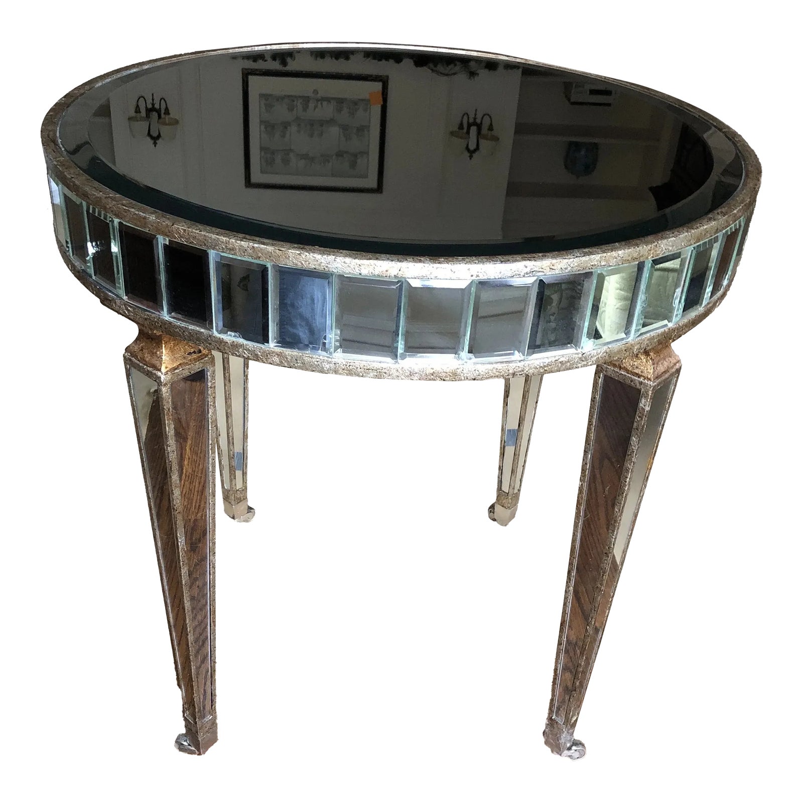 Round Mirrored Accent Table | Chairish