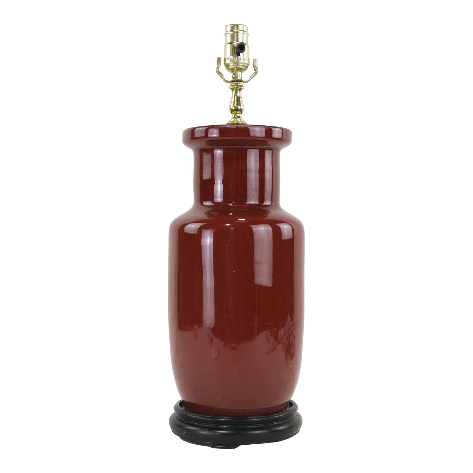 Vintage Oxblood Porcelain Vase Table Lamp | Chairish