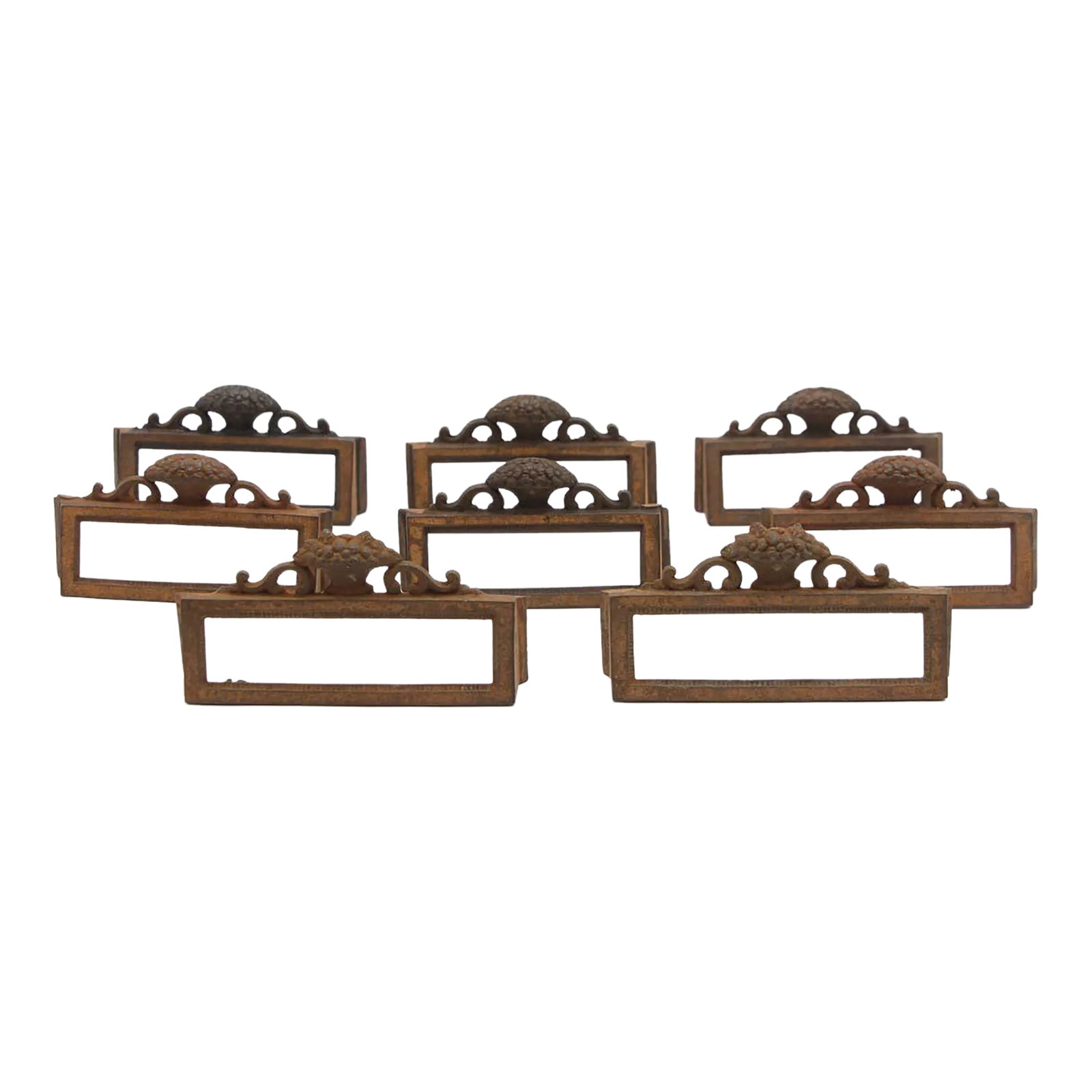 Antique Cast Iron Victorian Label Drawer Slot Variety Set - 8 Pieces ...