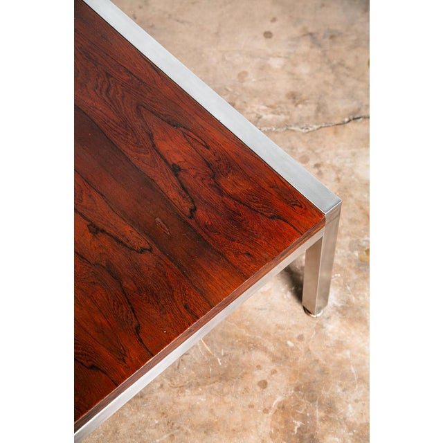 1960s Mid Century Danish Modern Brazilian Rosewood Large Steel Coffee ...