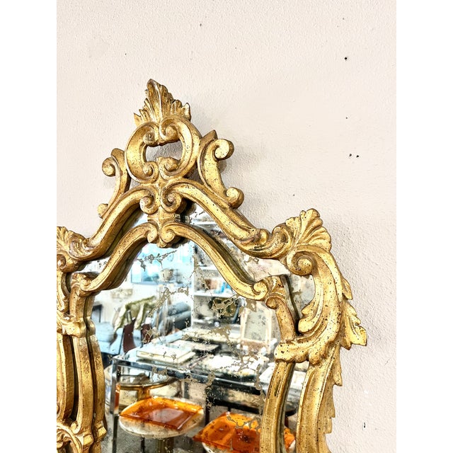 Vintage Hollywood Regency Rococo Style Italian Gilt Wood Mirror | Chairish