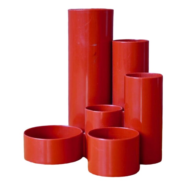 Space Age Orange Pencil Pot, 1970s | Chairish