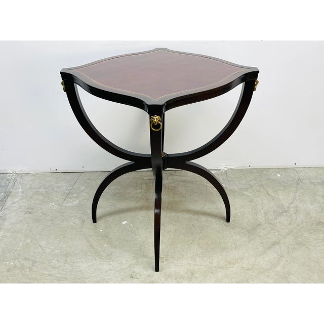 Vintage 1950s Mahogany & Leather Top Spider Leg Table | Chairish