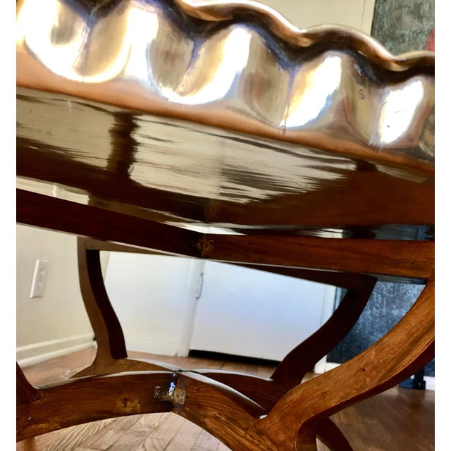 Mid-Century Large Turkish Round Brass Tray Table | Chairish