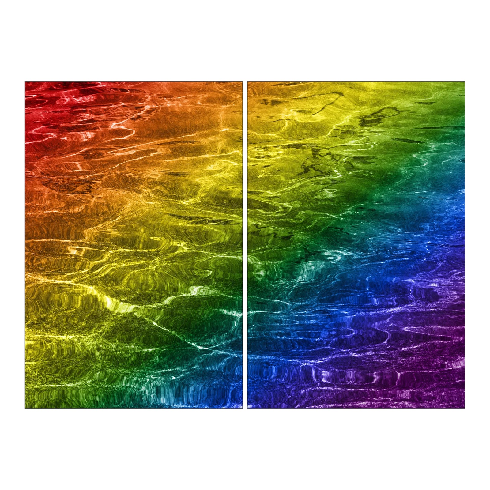 2024, Abstract Waterscape Diptych in Rainbow Tones, "Rainbow Water ...
