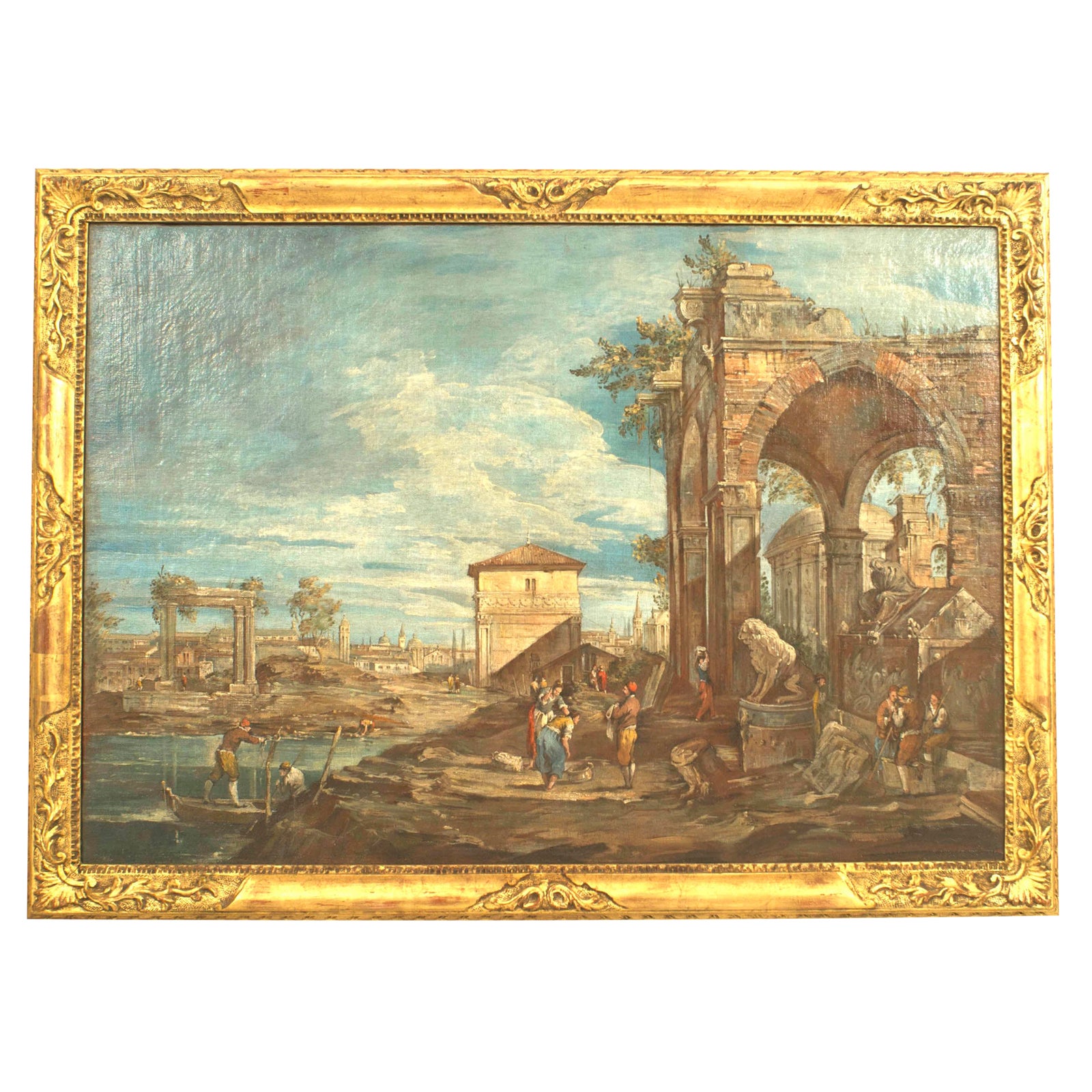 Italian Neo-Classic Landscape Painting of Ancient Ruins | Chairish
