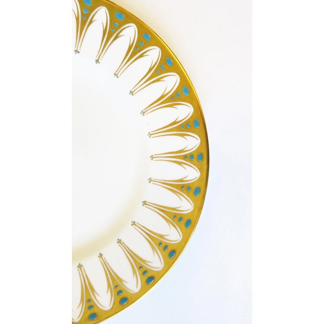 English Porcelain Dinner Plate Blue and Gold Royal Crown Chelsea | Chairish