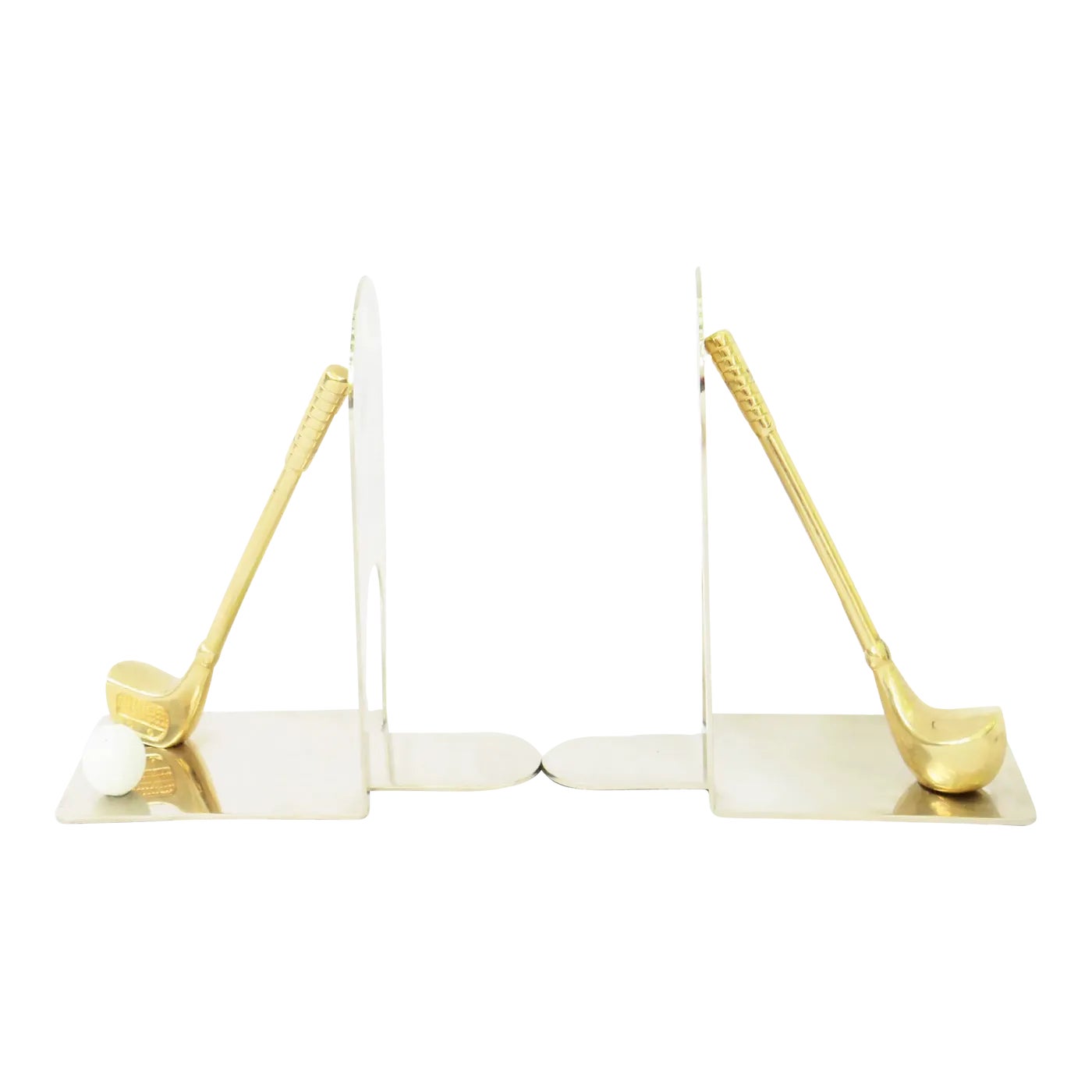 Midcentury Brass & Chrome Golf Club Bookends, a Pair | Chairish