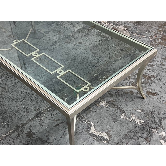 Modern Silver Patina Bronze + Glass Coffee Table | Chairish