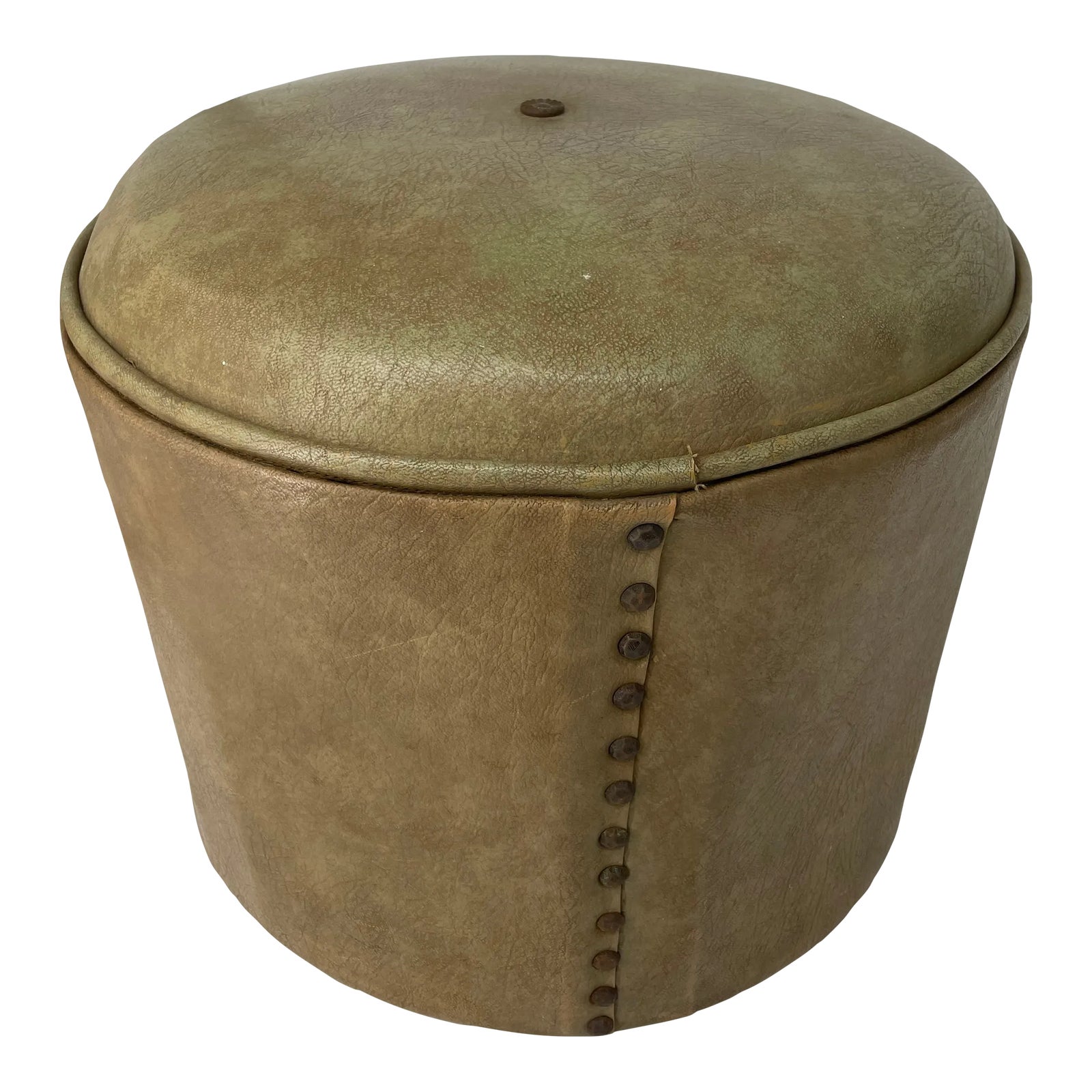 Vintage Brown Naugahyde Ottoman | Chairish