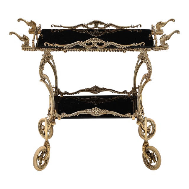 1940's French Baroque Two Tier Bar Cart | Chairish