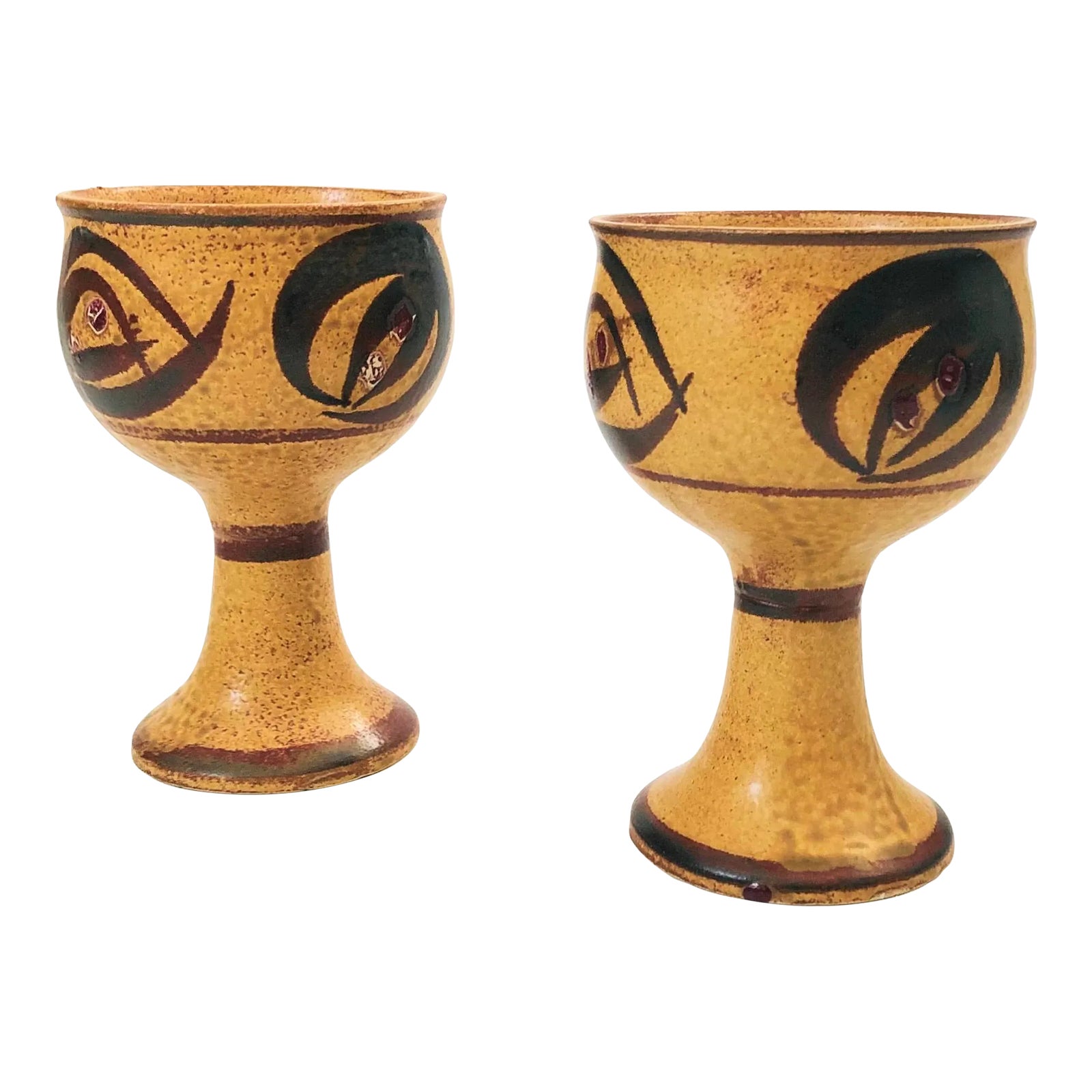 Studio Pottery Goblets - Set of 2 | Chairish