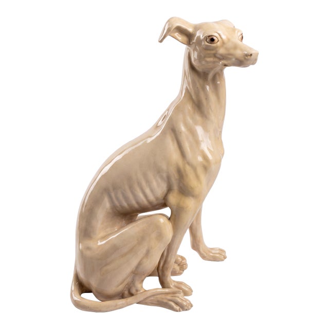 Large Scale Mid-Century Hollywood Regency Seated Greyhound Dog Figurine ...