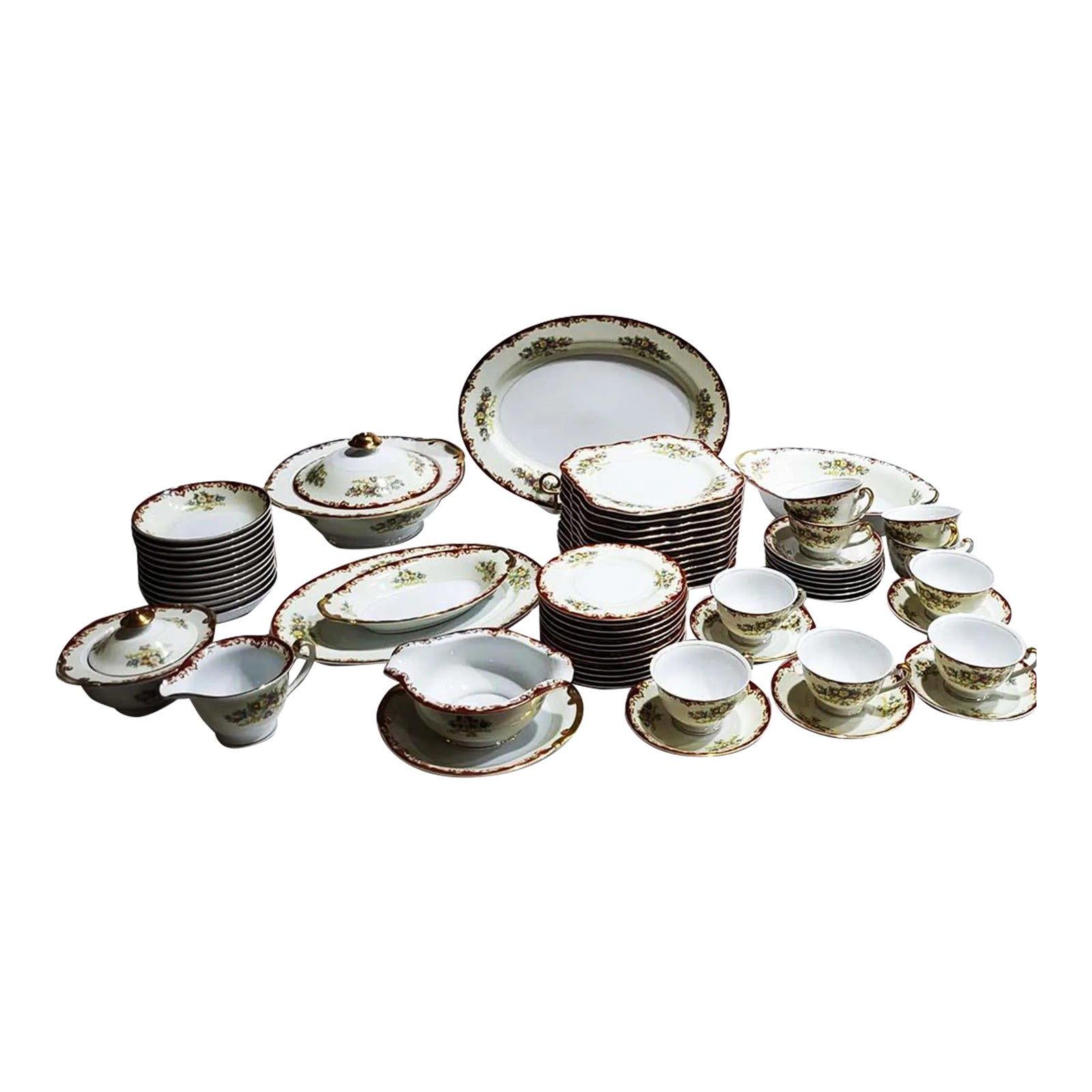Rare Set Kikusui China, Pattern Kik14 - 56 Pieces | Chairish