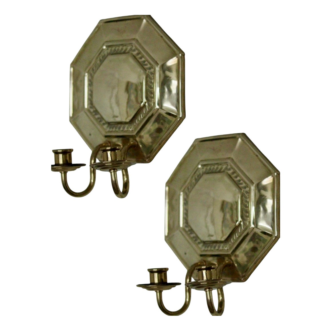 Swedish Octagonal Brass Double Arm Sconces, Set of 2 | Chairish