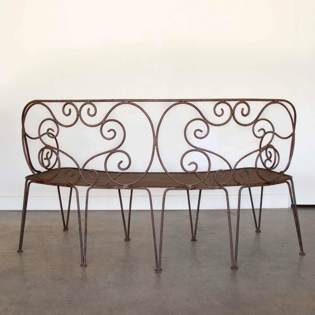Early 20th Century Spanish Antique Curved Iron Bench | Chairish