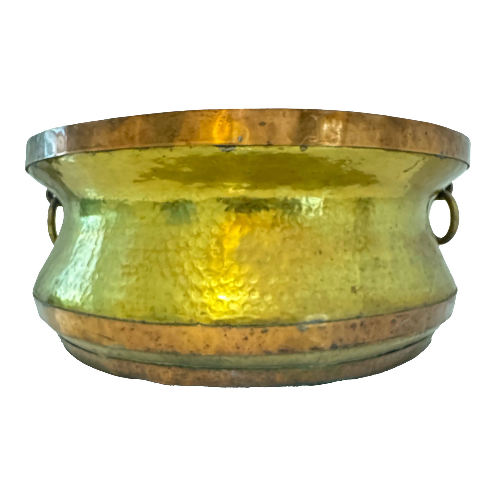 Vintage Large Brass and Copper, Handmade Hand Hammered Pot With Handle ...