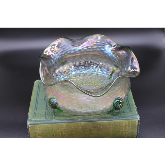 1930s 1880 Art Nouveau Iridescent Glass Bowl in the Manner of Loetz ...