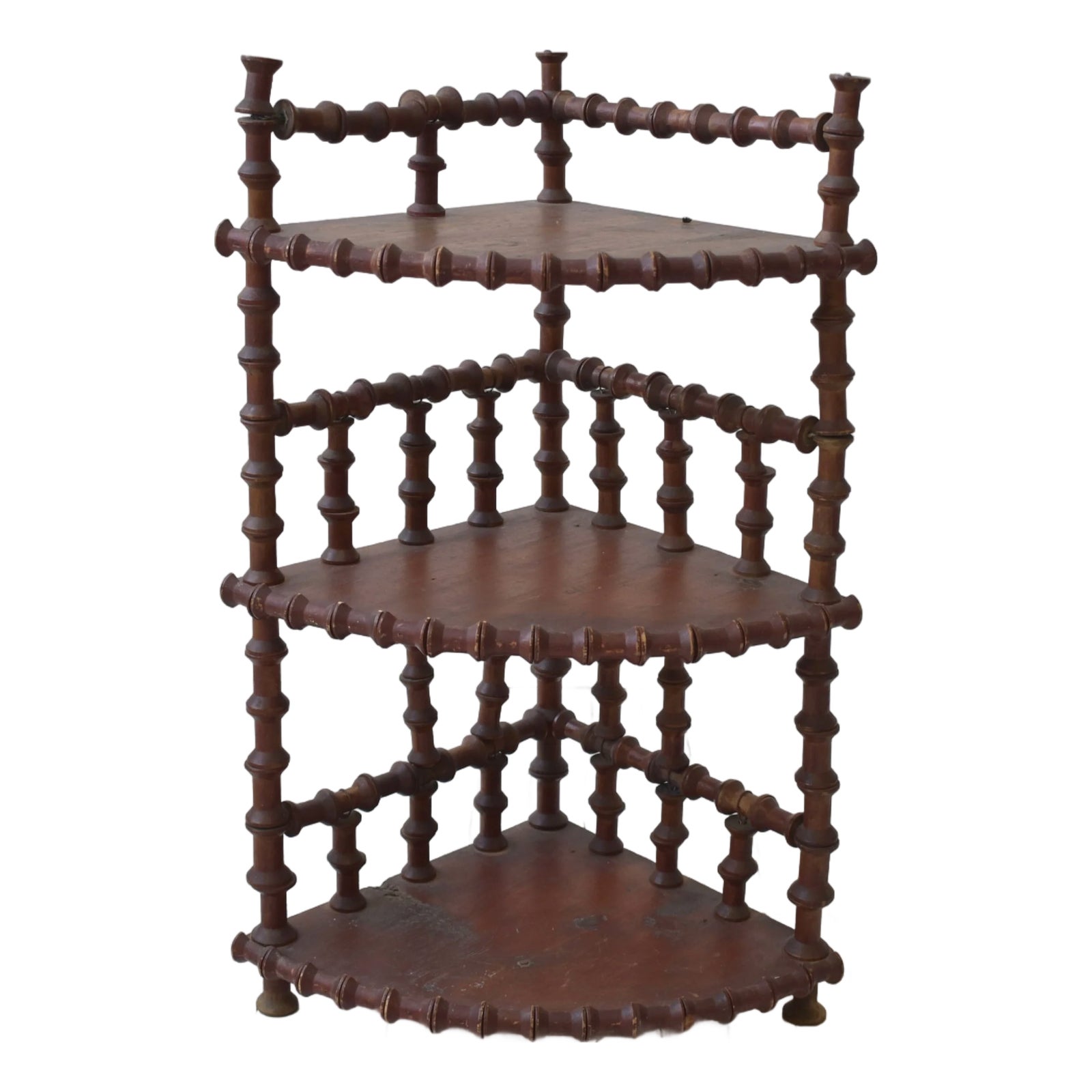 Antique Folk Art Three-Tier Spool Corner Shelf, Circa Early 20th ...